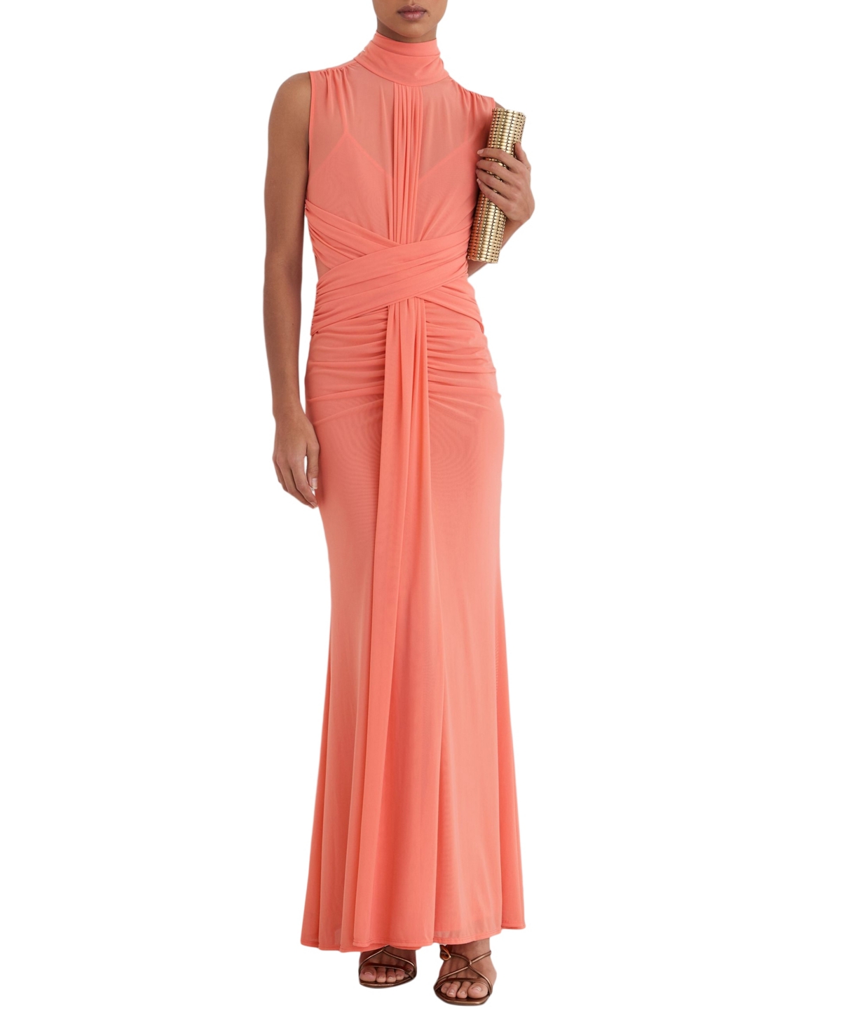 Click here for Reiss Womens Starla Sheer Ruched Sleeveless Maxi D... prices
