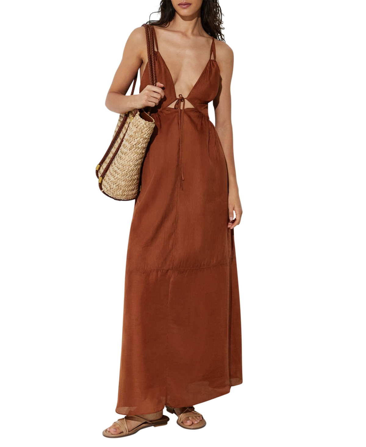 Click here for Reiss Womens Alexia Double-Tie Plunge Sleeveless L... prices