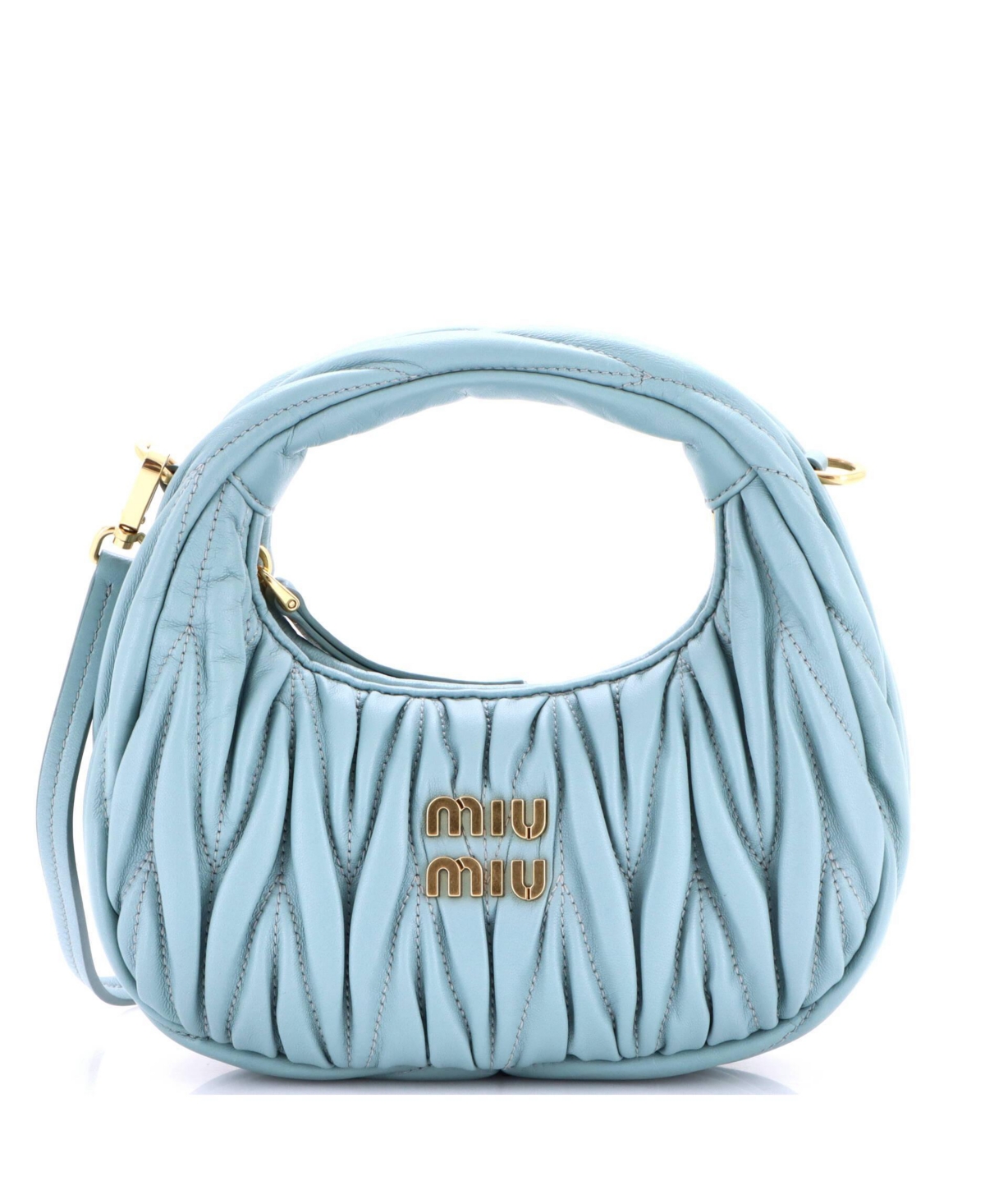 Click here for Pre-Owned Miu Miu Mini Wander Hobo Matelasse Leath... prices