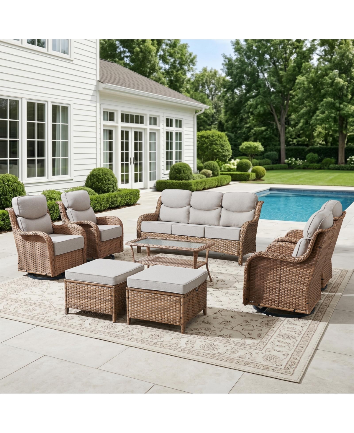 Click here for Pocassy 8 Piece Outdoor Wicker Conversation Set wi... prices