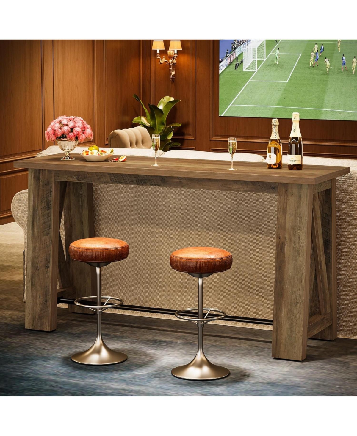 Click here for Tribesigns 63 Bar Table with Footrest: Counter Hei... prices