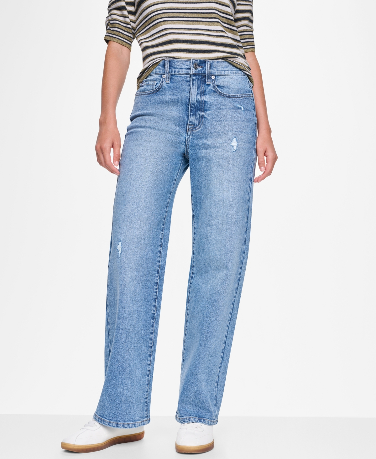 Click here for Dkny Jeans Womens Mid-Rise Light Destruction Loose... prices