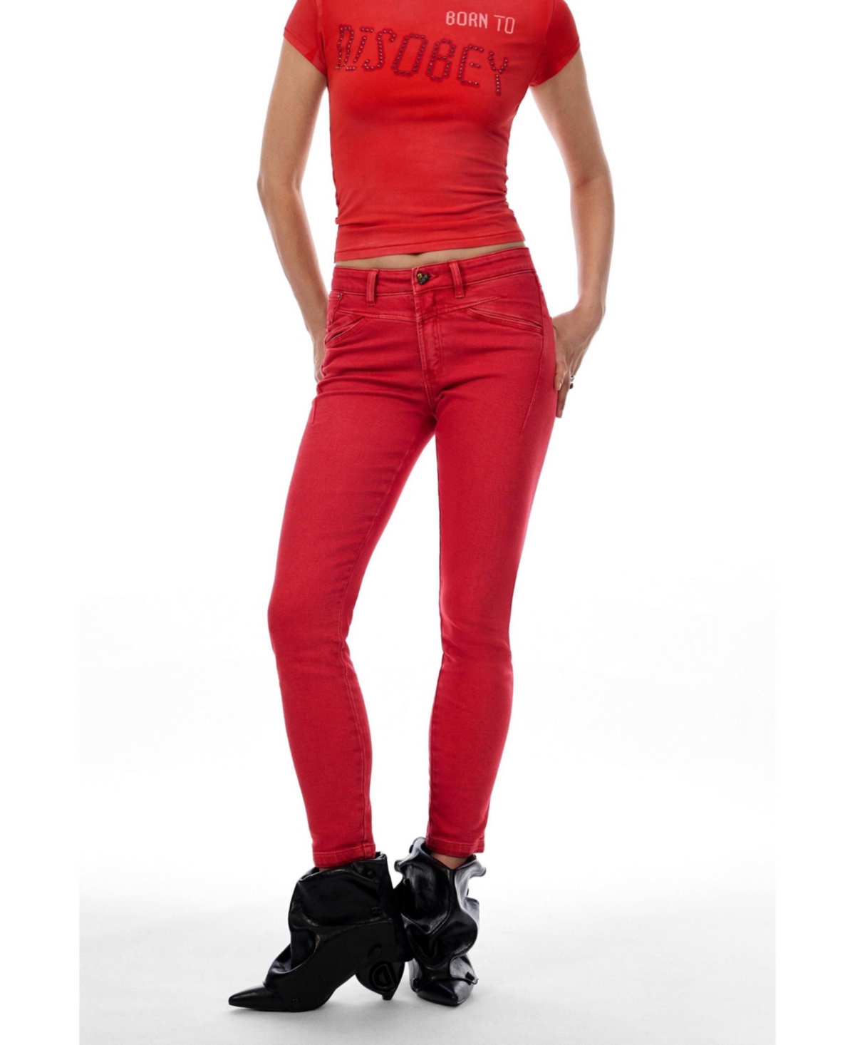 Click here for Desigual Womens Slim jeans - Red prices