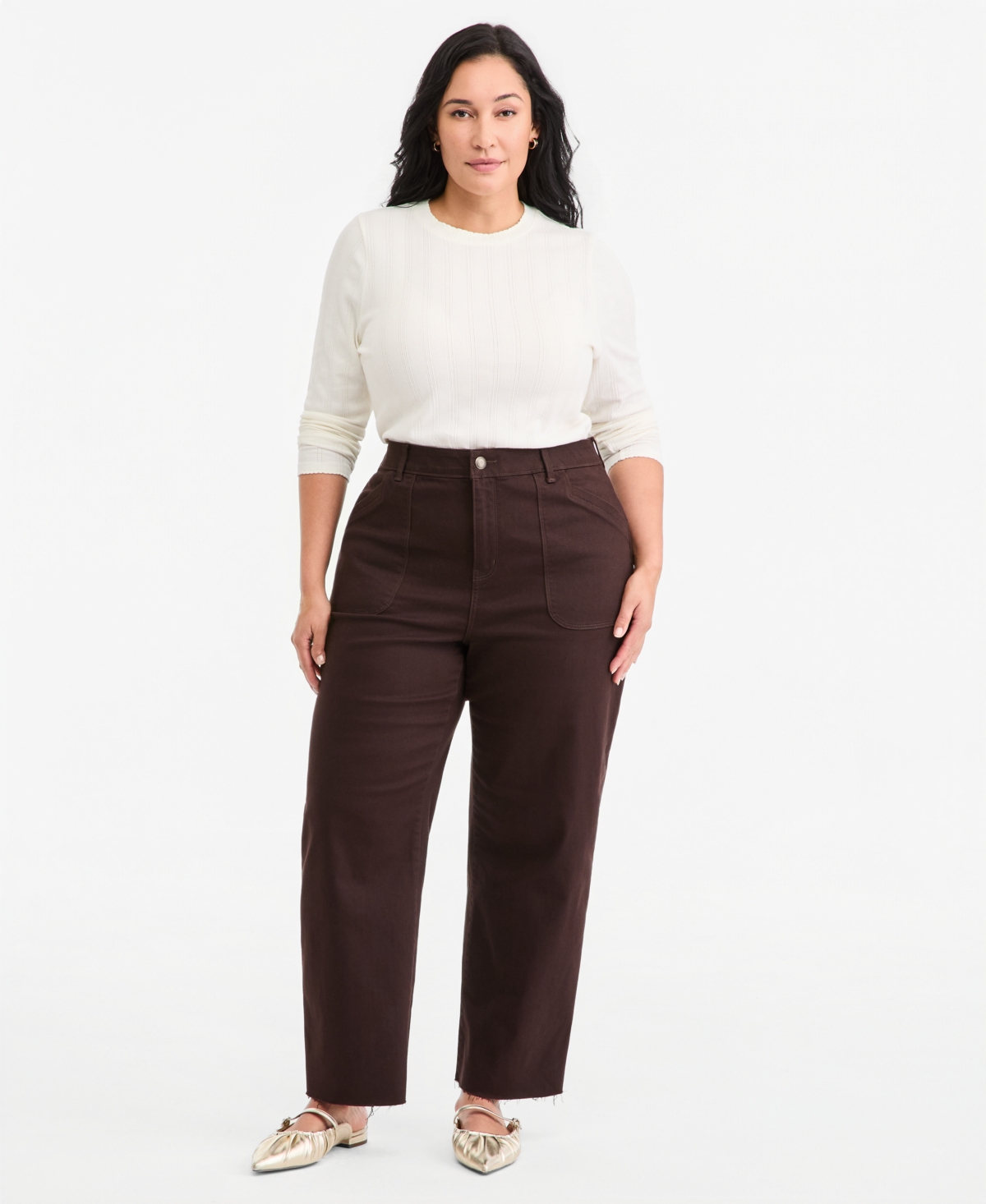 Click here for On 34th Plus Size Raw-Hem Straight-Leg Pants  Macy... prices