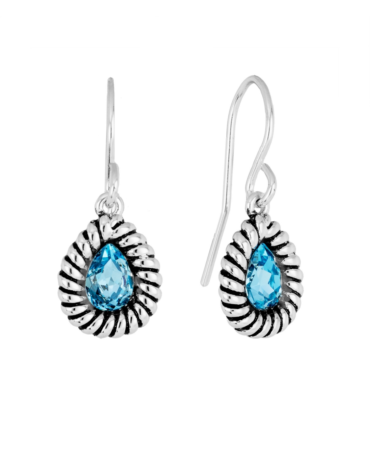 Click here for Macys Sterling Silver Crystal Pear Rope Edge Earri... prices