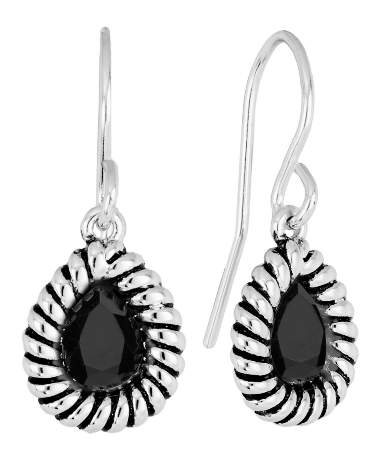 Click here for Macys Sterling Silver Crystal Pear Rope Edge Earri... prices