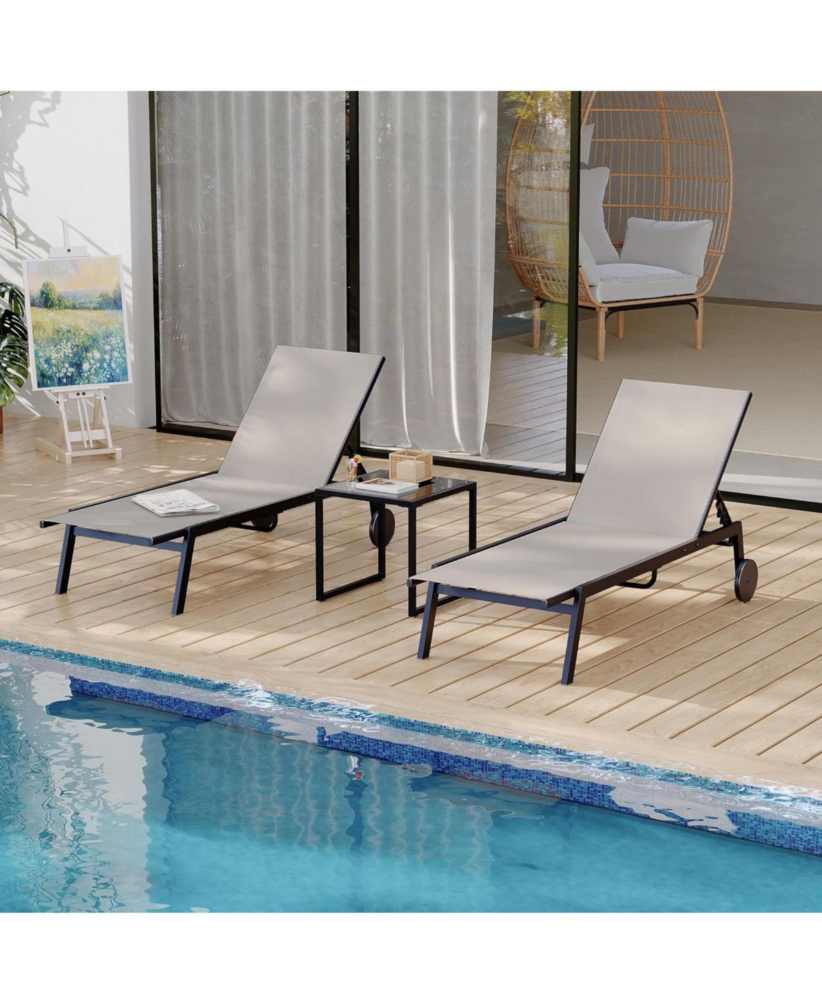 Click here for homfan Set of 2 Outdoor Chaise Lounges with 5-Posi... prices