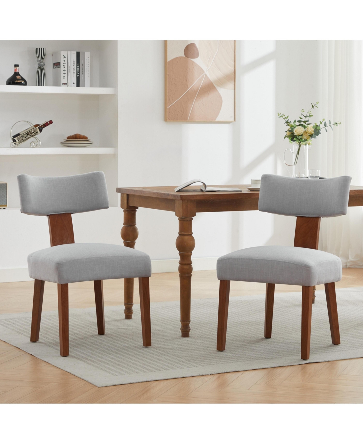 Click here for Flynama Set of 2 Linen Curved Wingback Dining Chai... prices