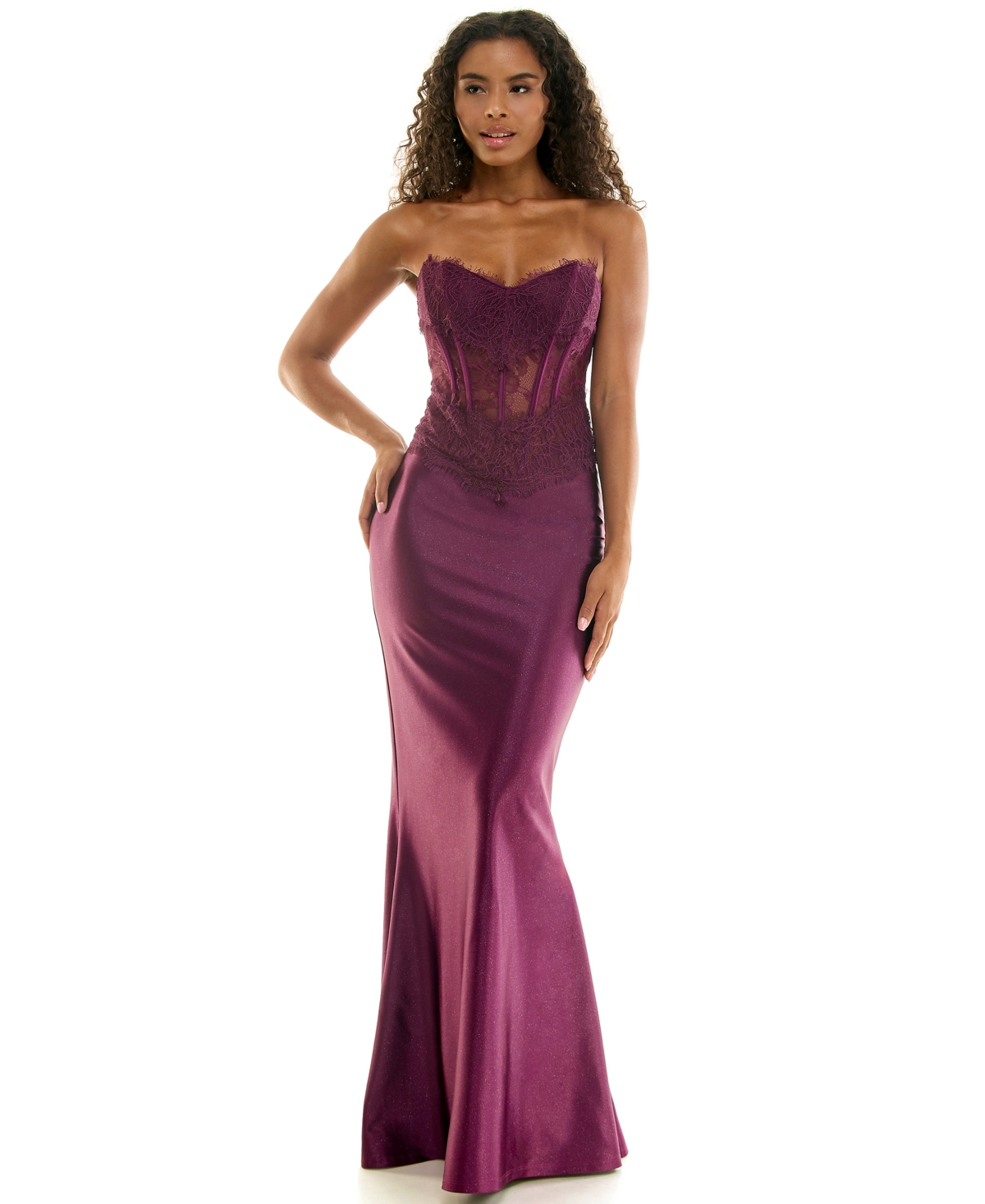 Click here for Seni & Cade Juniors Corset Lace Glitter Satin Dres... prices