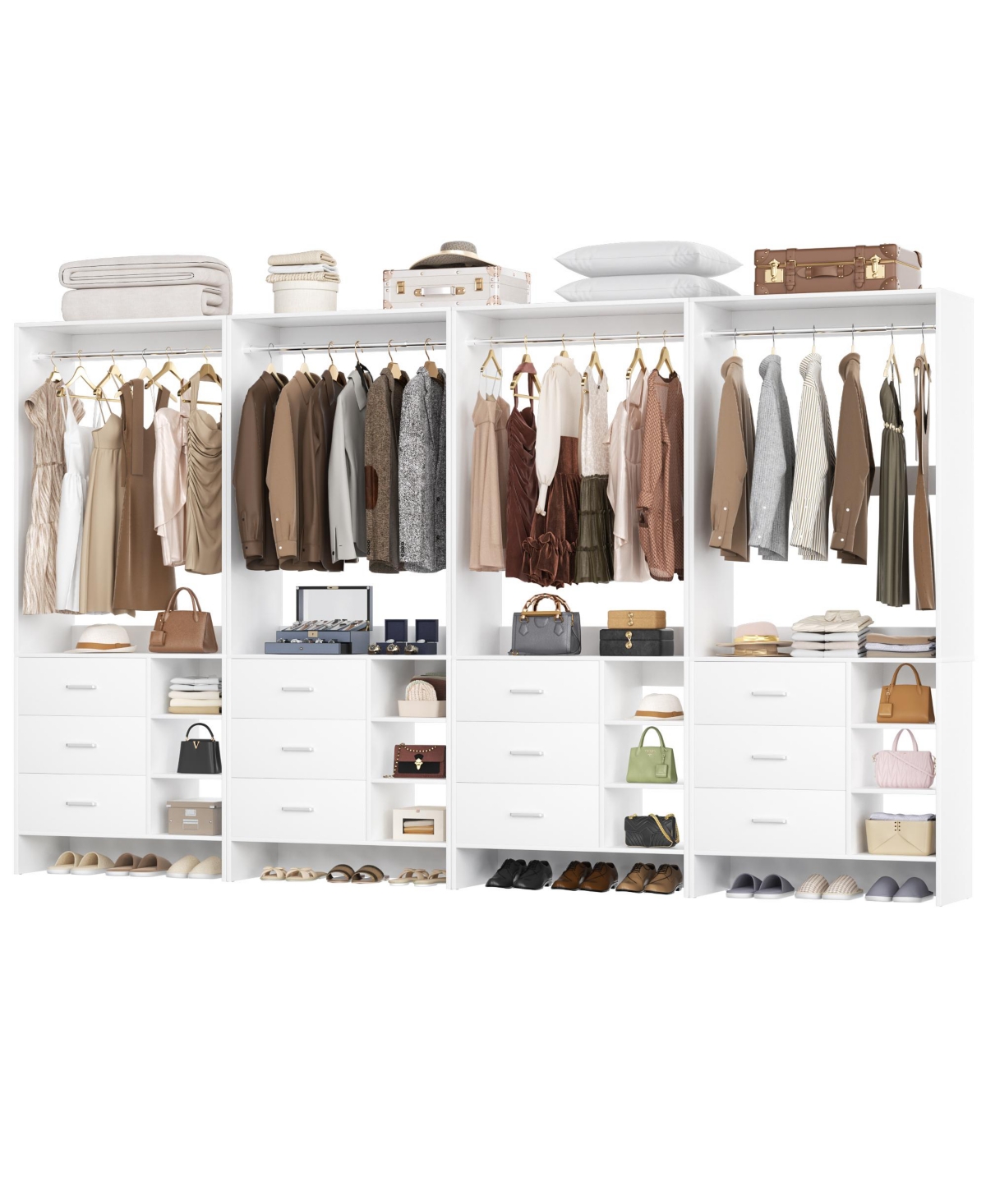 Click here for Aheaplus Set of 4 Closet Organizer with Wooden Dra... prices