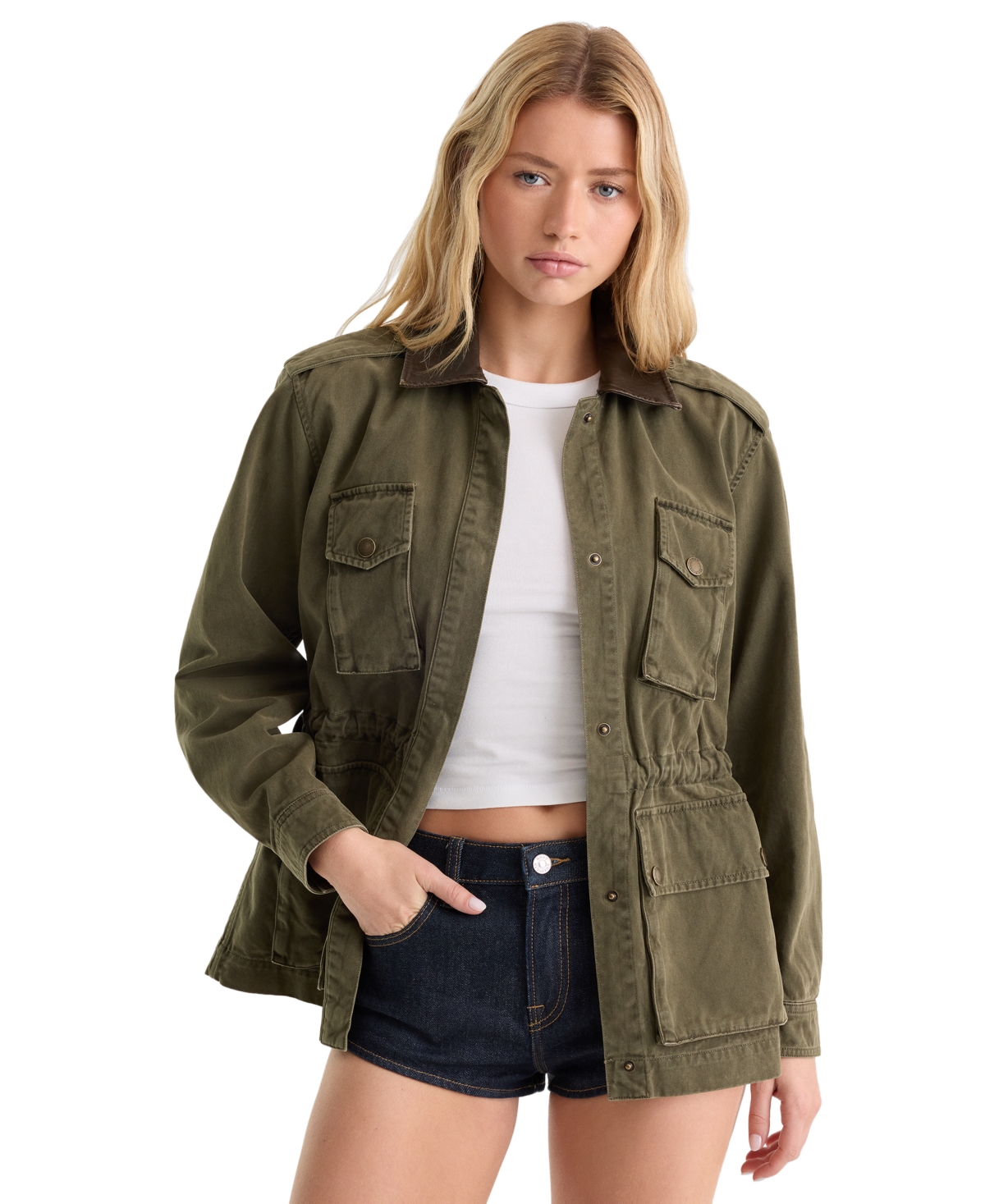 Click here for Good American Womens Collared Button-Front Jacket... prices