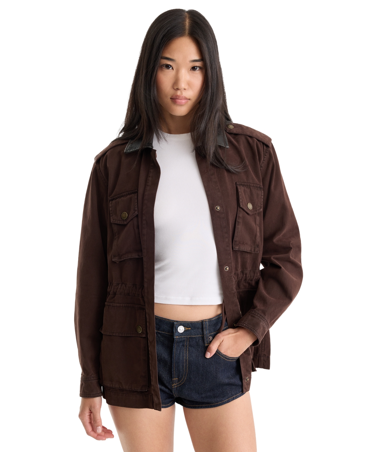Click here for Good American Womens Collared Button-Front Jacket... prices