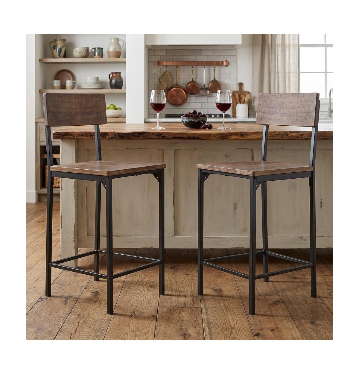 Click here for HomeRoots Set of Two 25 Solid Wood and Metal Count... prices