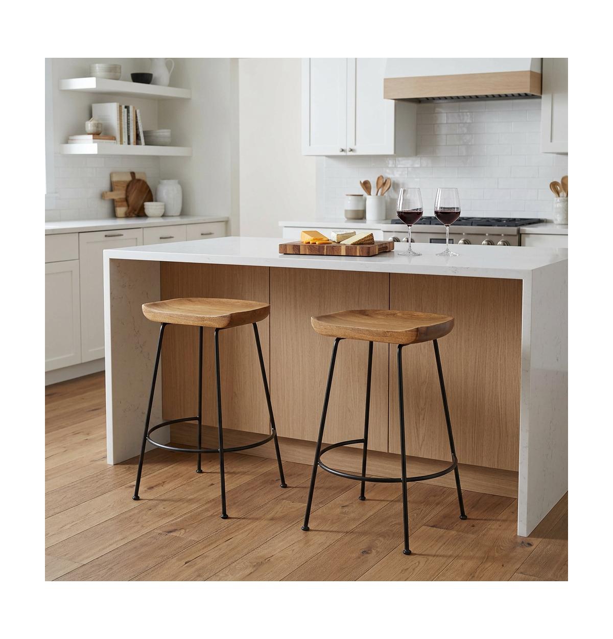 Click here for HomeRoots Set of Two 25 Solid Wood and Steel Backl... prices