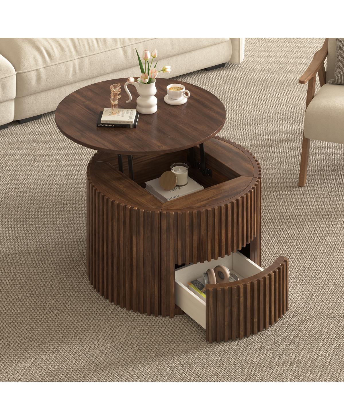 Click here for Streamdale Furniture Round Fluted Wood Lift Top Co... prices