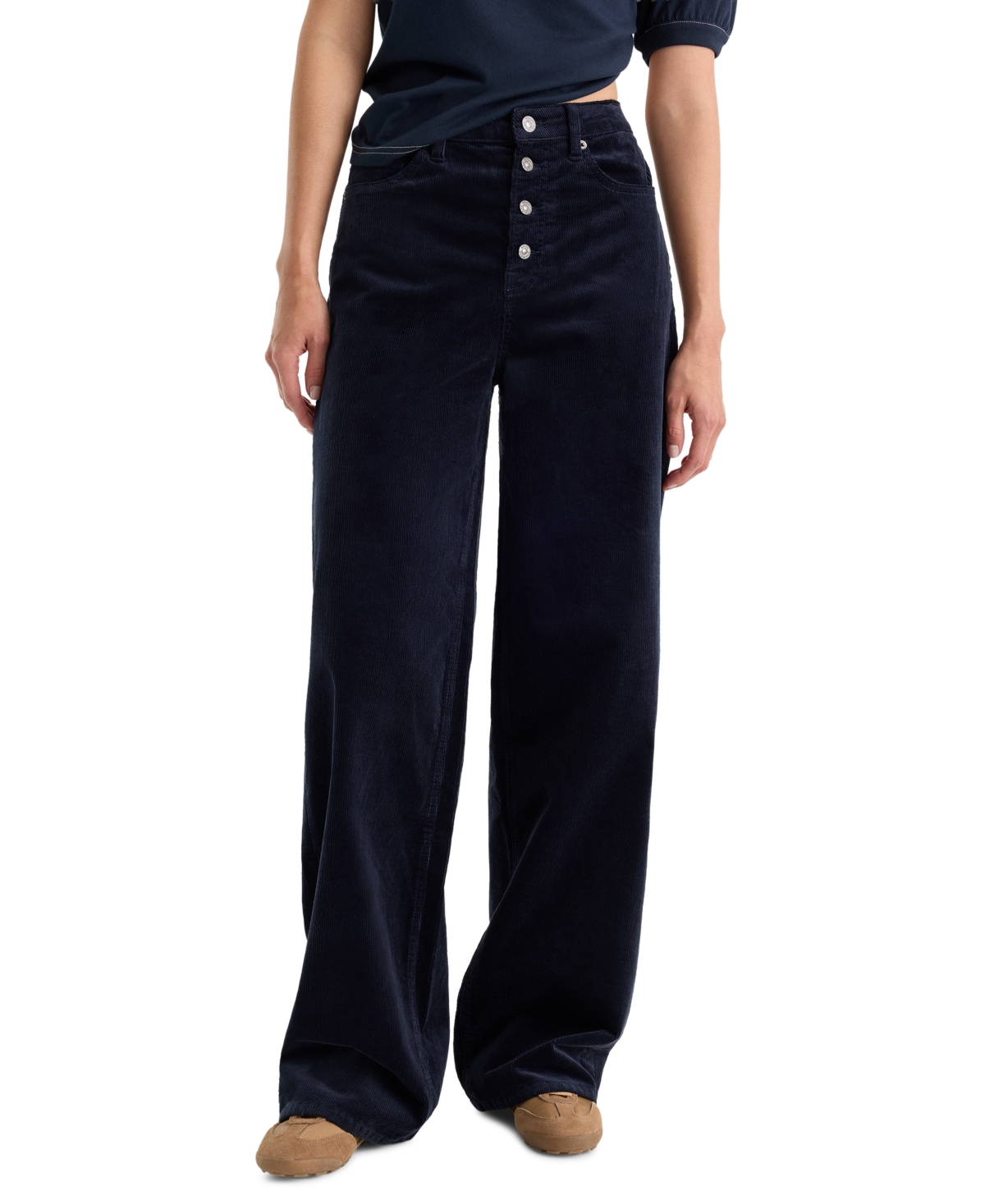 Click here for Good American Womens High-Rise Corduroy Wide-Leg J... prices