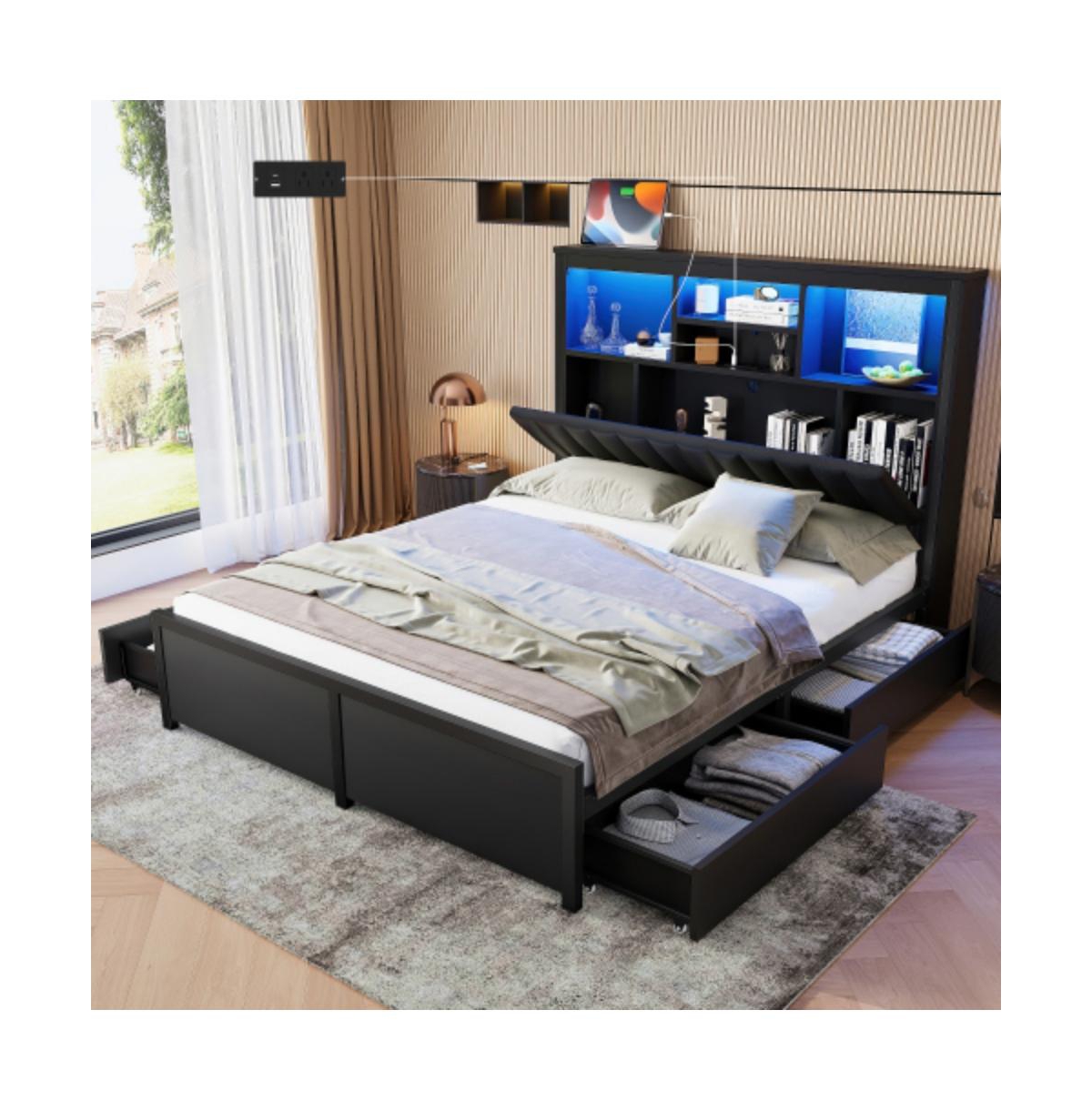Click here for Lucky One Queen Size Bed Frame with High Storage H... prices