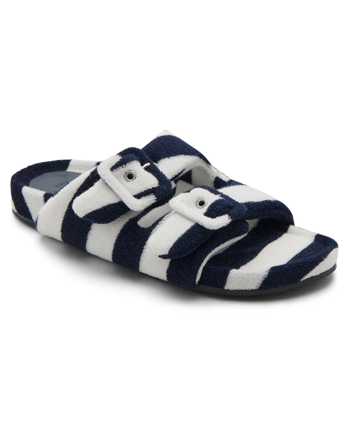 Click here for Mango Womens Striped Terry Slippers - Dark Navy prices