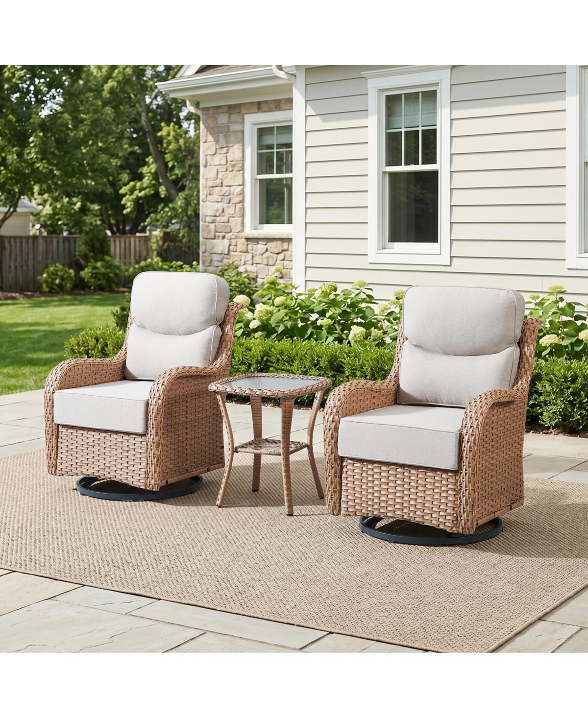 Click here for Pocassy 3 Pieces Patio Furniture Set with 6in Cush... prices