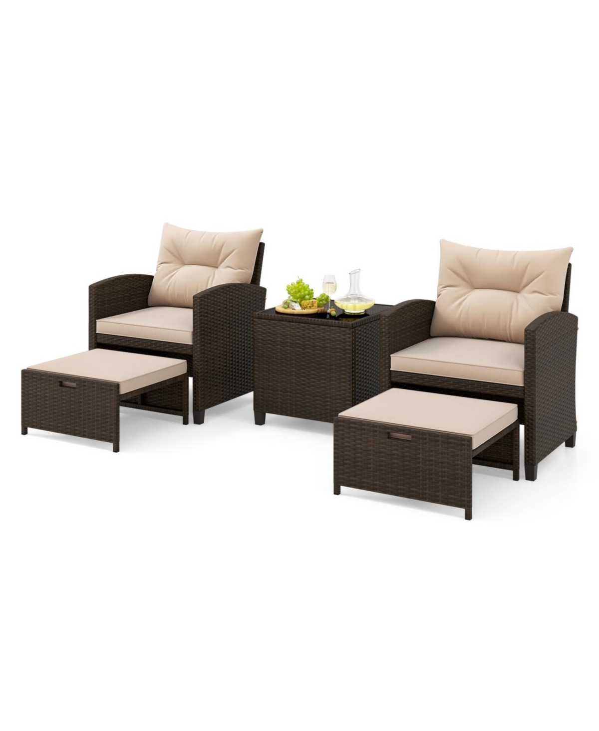 Click here for Sugift 5-Piece Wicker Lounge Set with Versatile Ot... prices