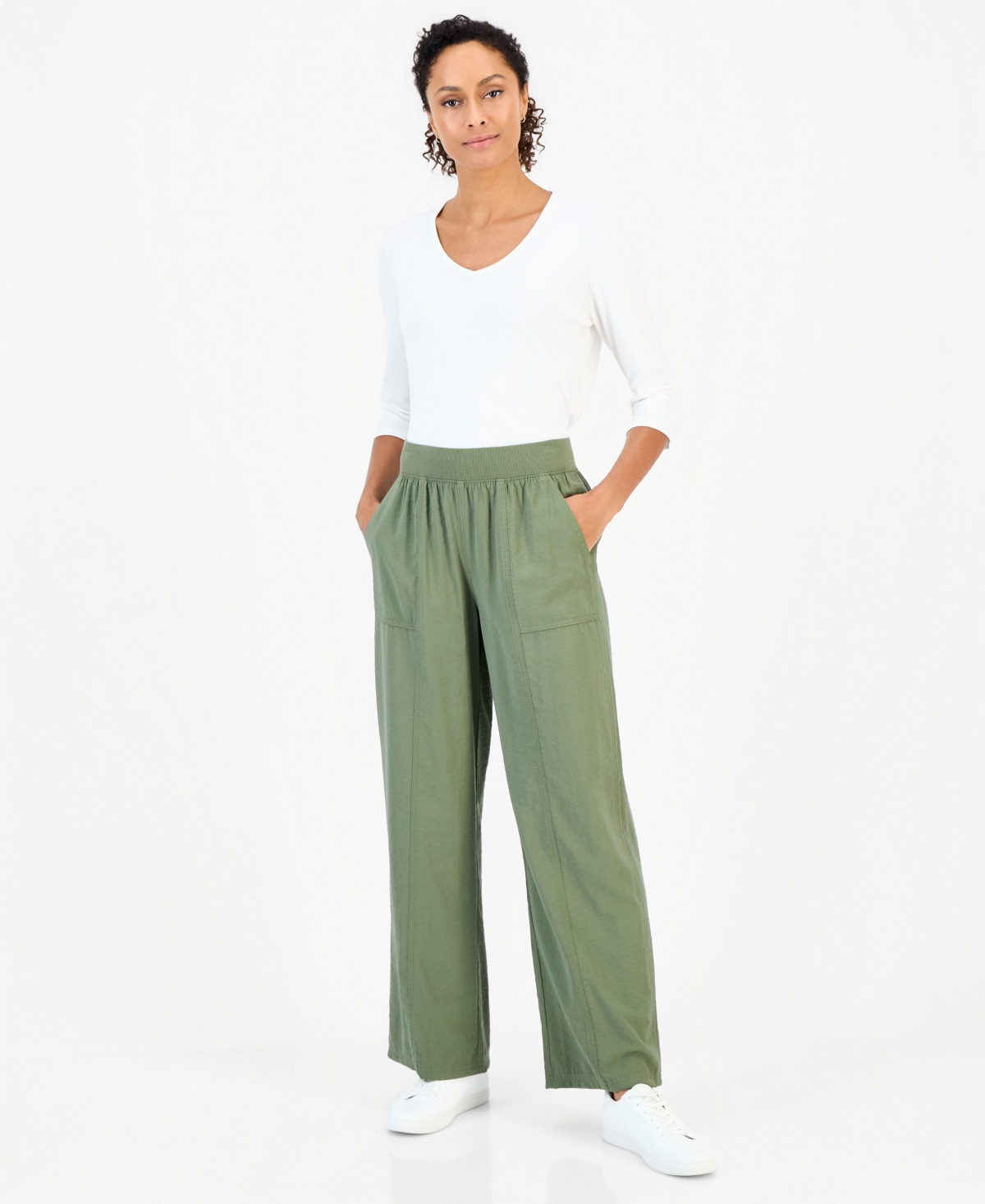 Click here for Style & Co Womens High-Rise Pull-On Wide-Leg Drape... prices