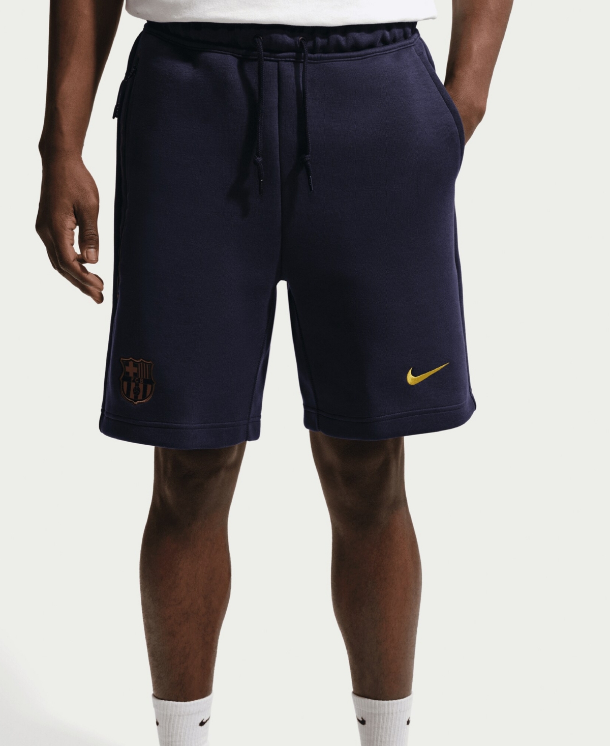 Click here for Nike Mens Navy Barcelona Tech Fleece Shorts - Navy prices