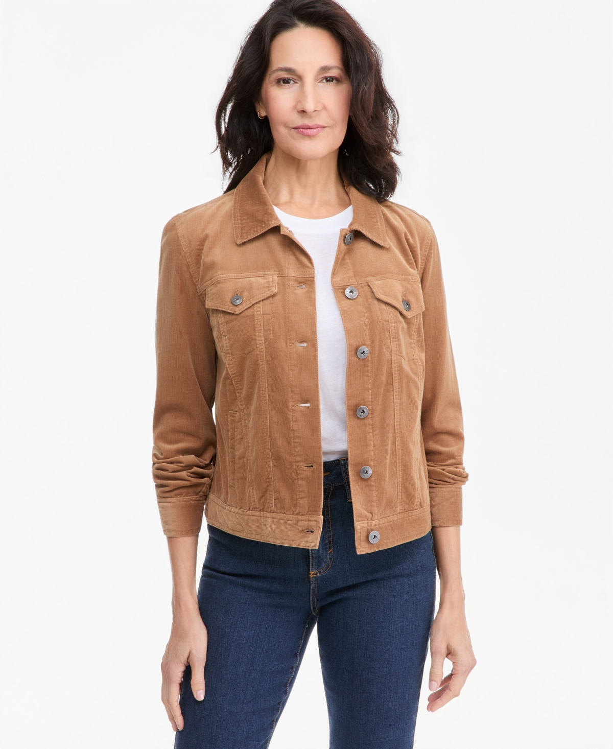 Click here for Style & Co Womens Corduroy Relaxed-Fit Trucker Jac... prices