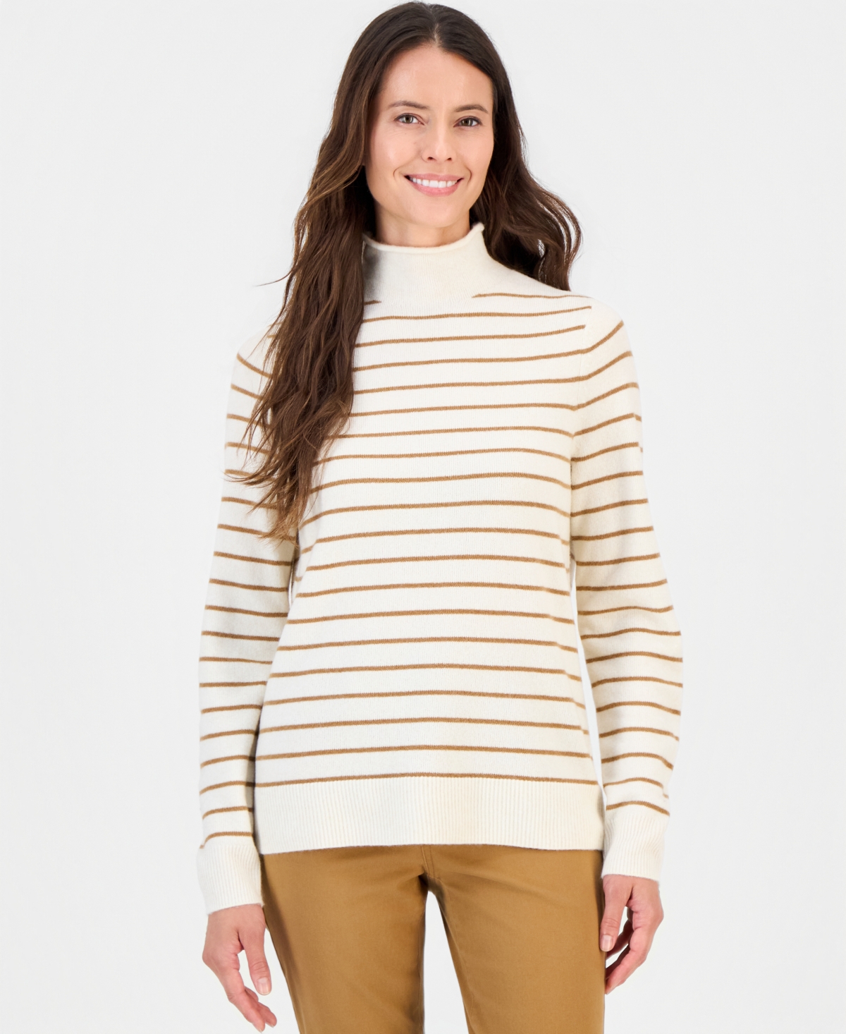 Click here for Style & Co Womens LuxSoft Stripe Rollneck Sweater... prices