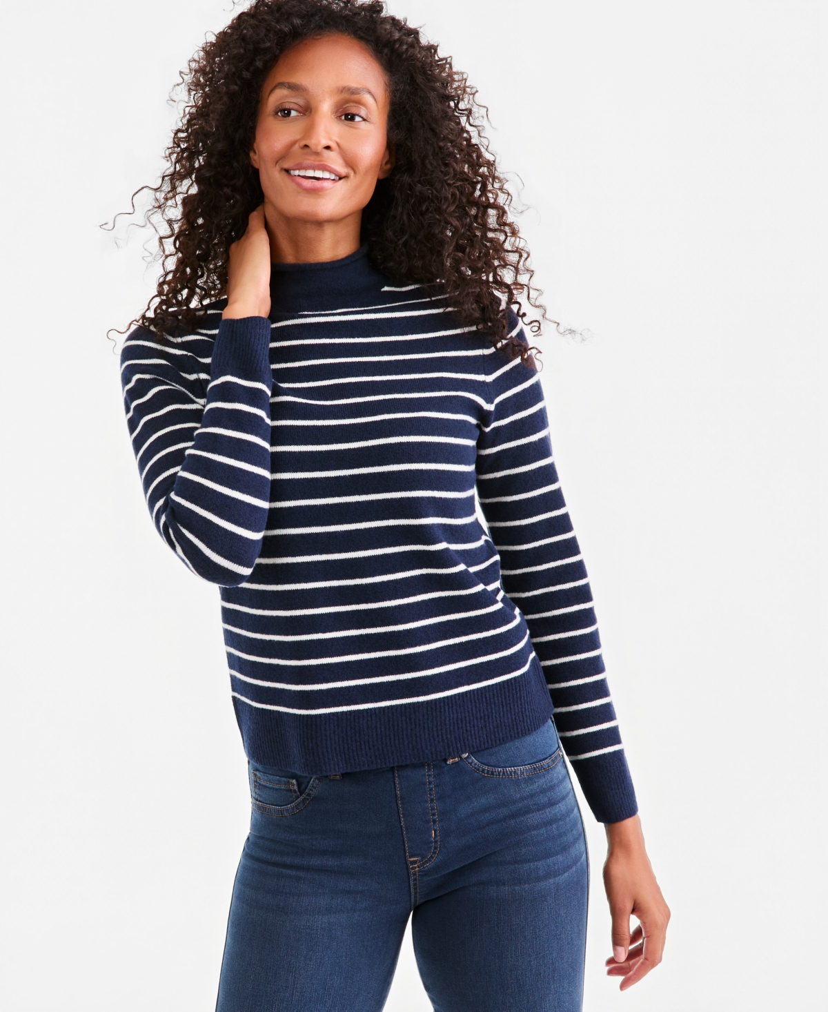 Click here for Style & Co Womens LuxSoft Stripe Rollneck Sweater... prices