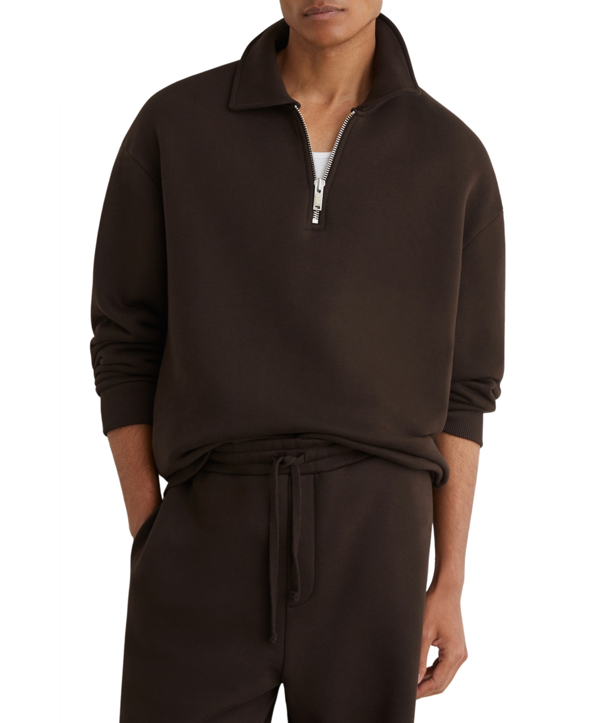 Click here for Reiss Mens Kurwin Cotton Heavyweight Half-Zip Swea... prices