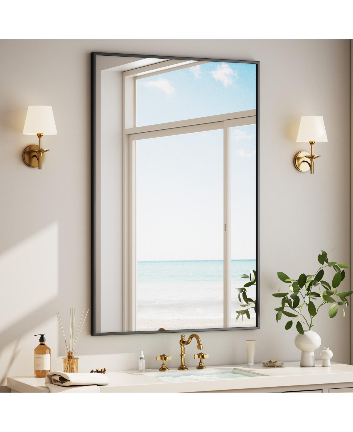 Click here for Koonmi Rectangle Bathroom Mirror  Aluminum Alloy F... prices