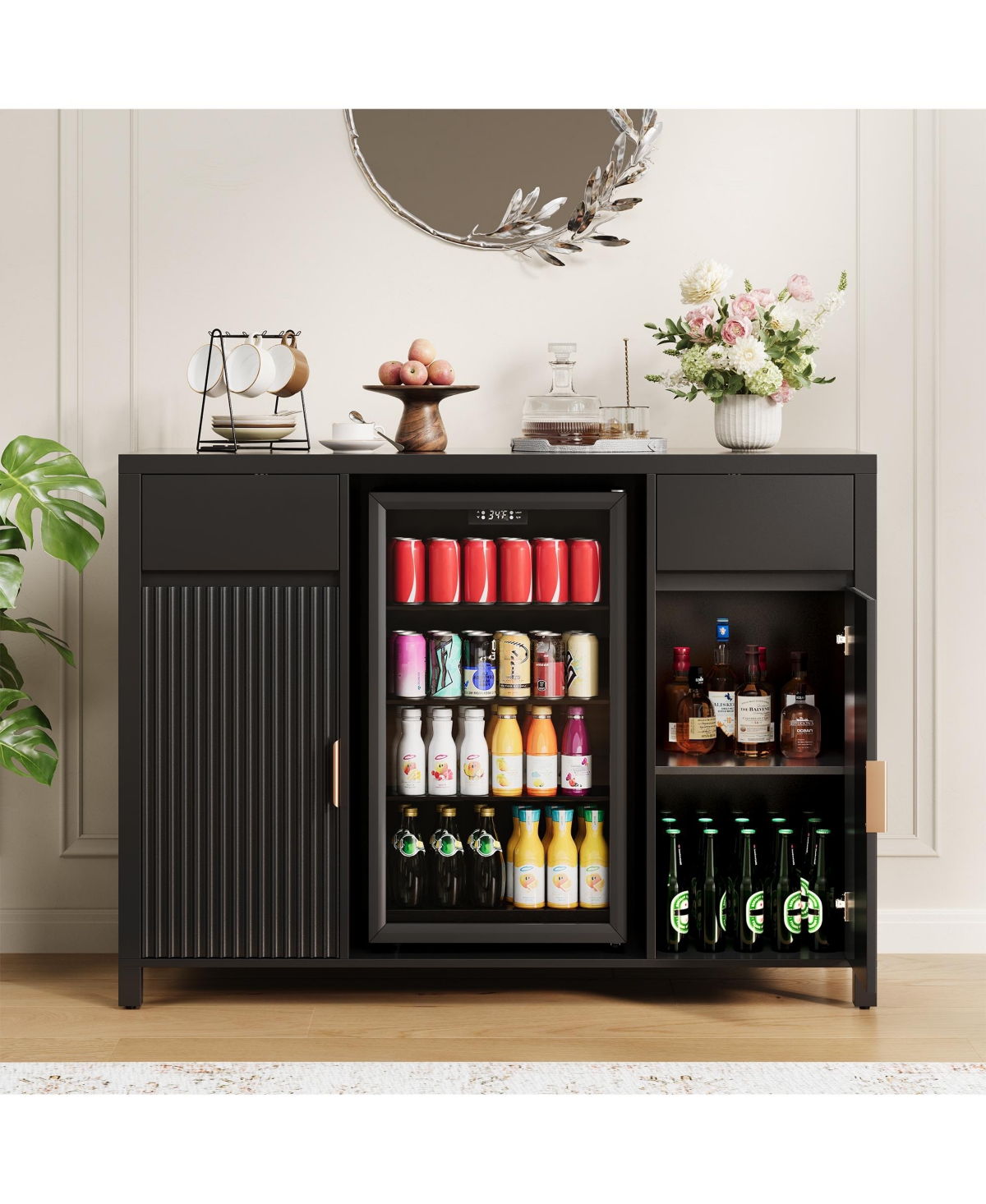 Click here for homfan 53 Bar Cabinet with Fridge Space Wine Rack... prices