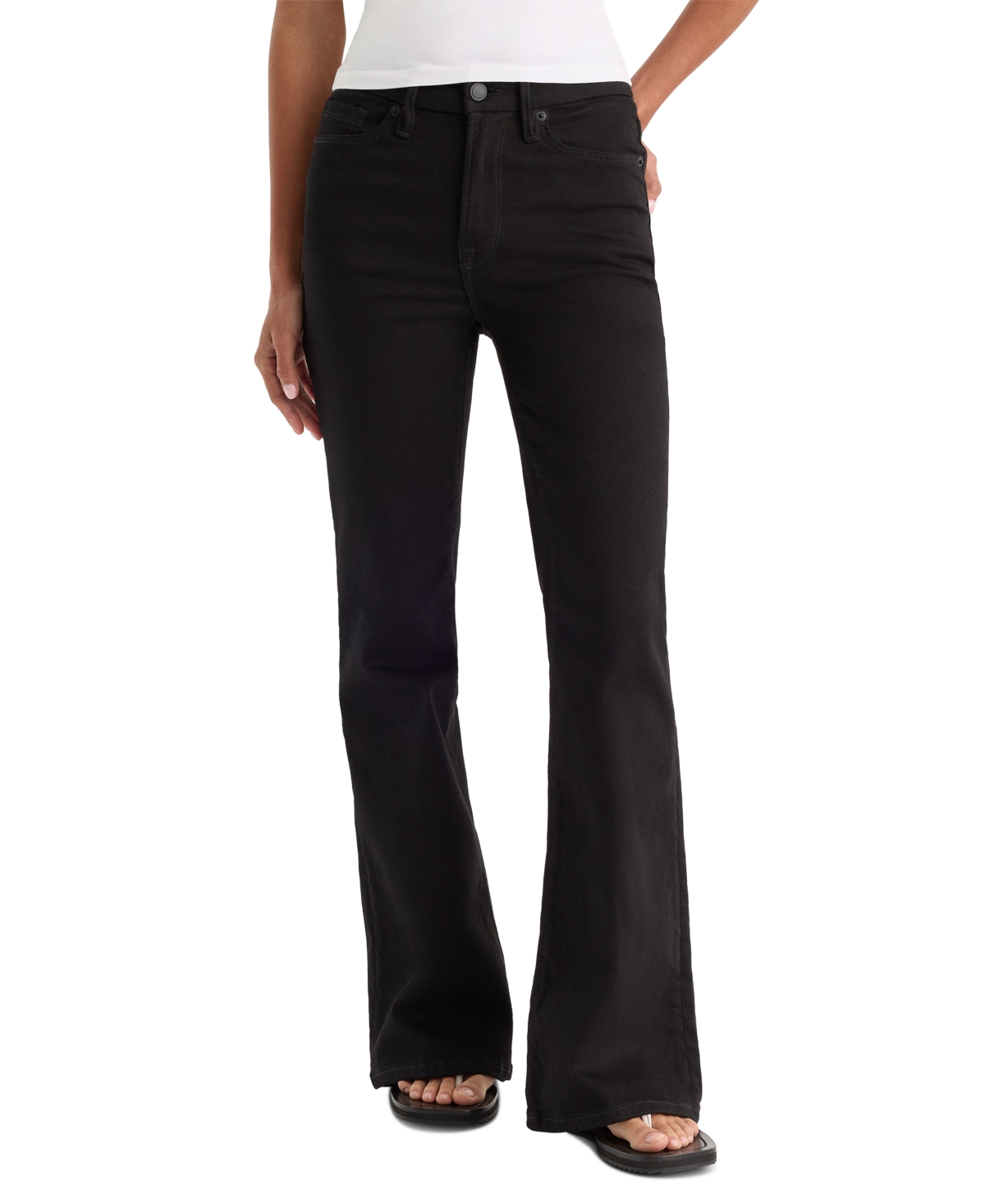 Click here for Good American Womens Never Fades Flared Jeans - Bl... prices