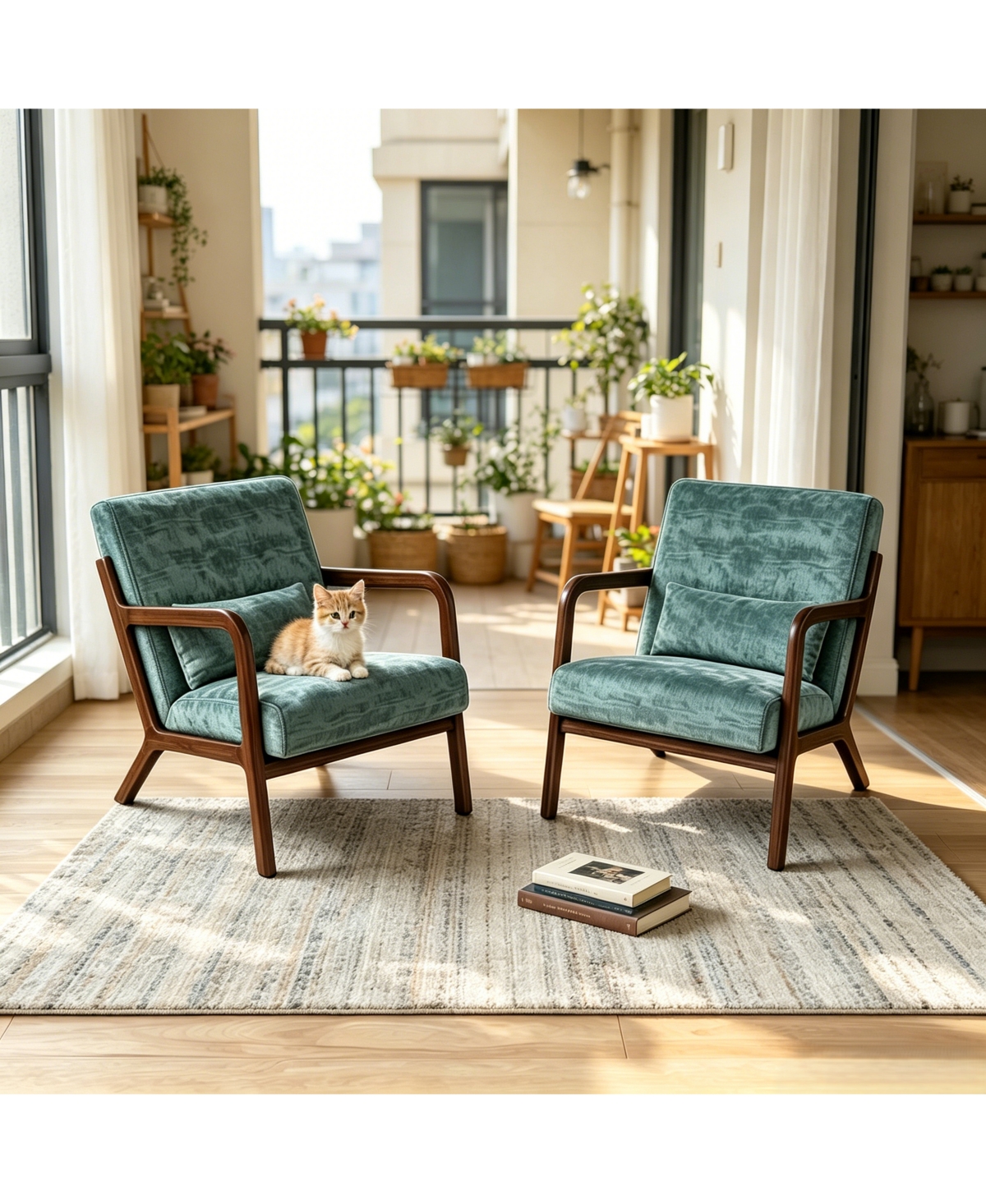 Click here for homfan Set of 2 Corduroy Accent Chairs - Mid-Centu... prices