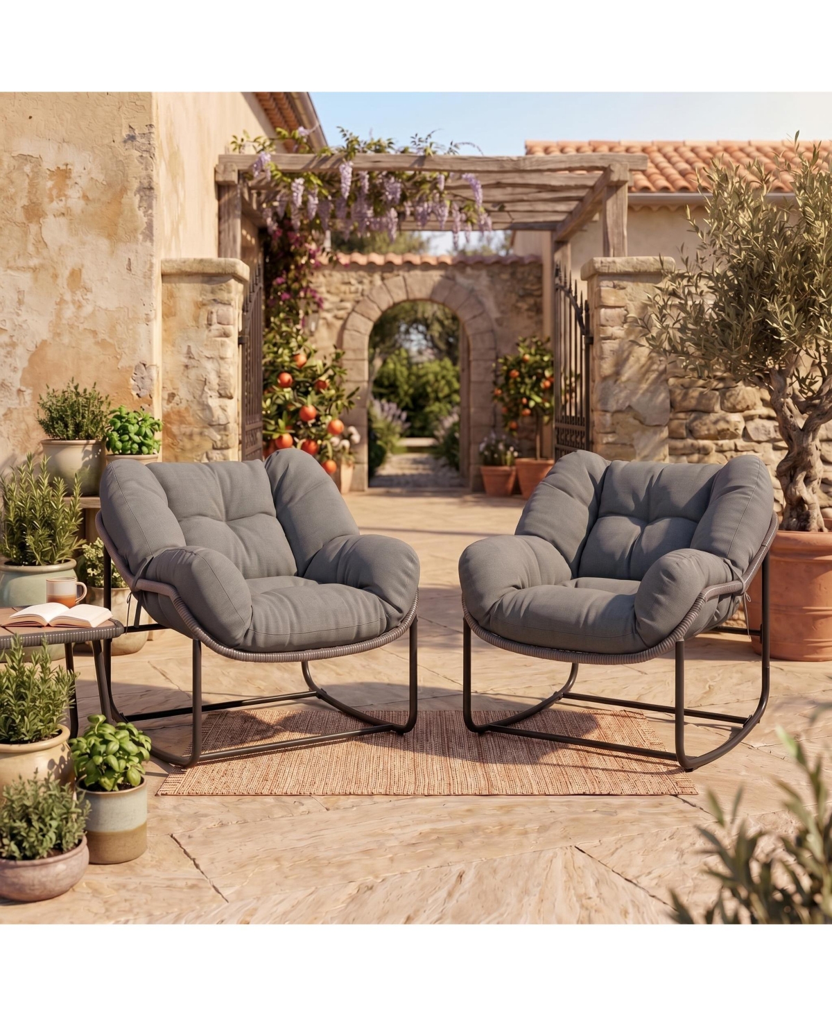 Click here for GarveeLife 2 Piece Outdoor Rocking Chair  Papasan... prices