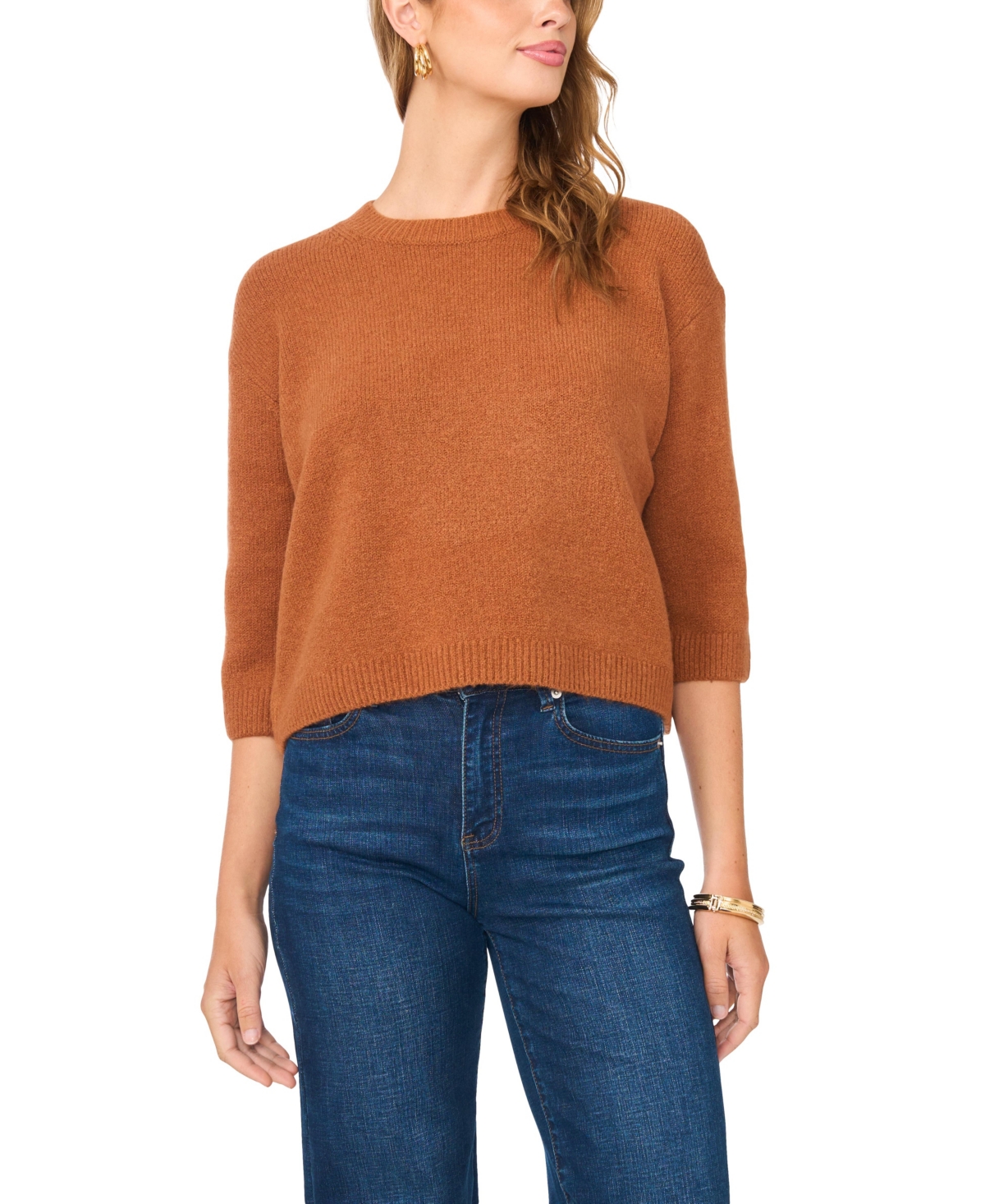 Click here for Vince Camuto Womens Elbow-Sleeve Crewneck Sweater... prices