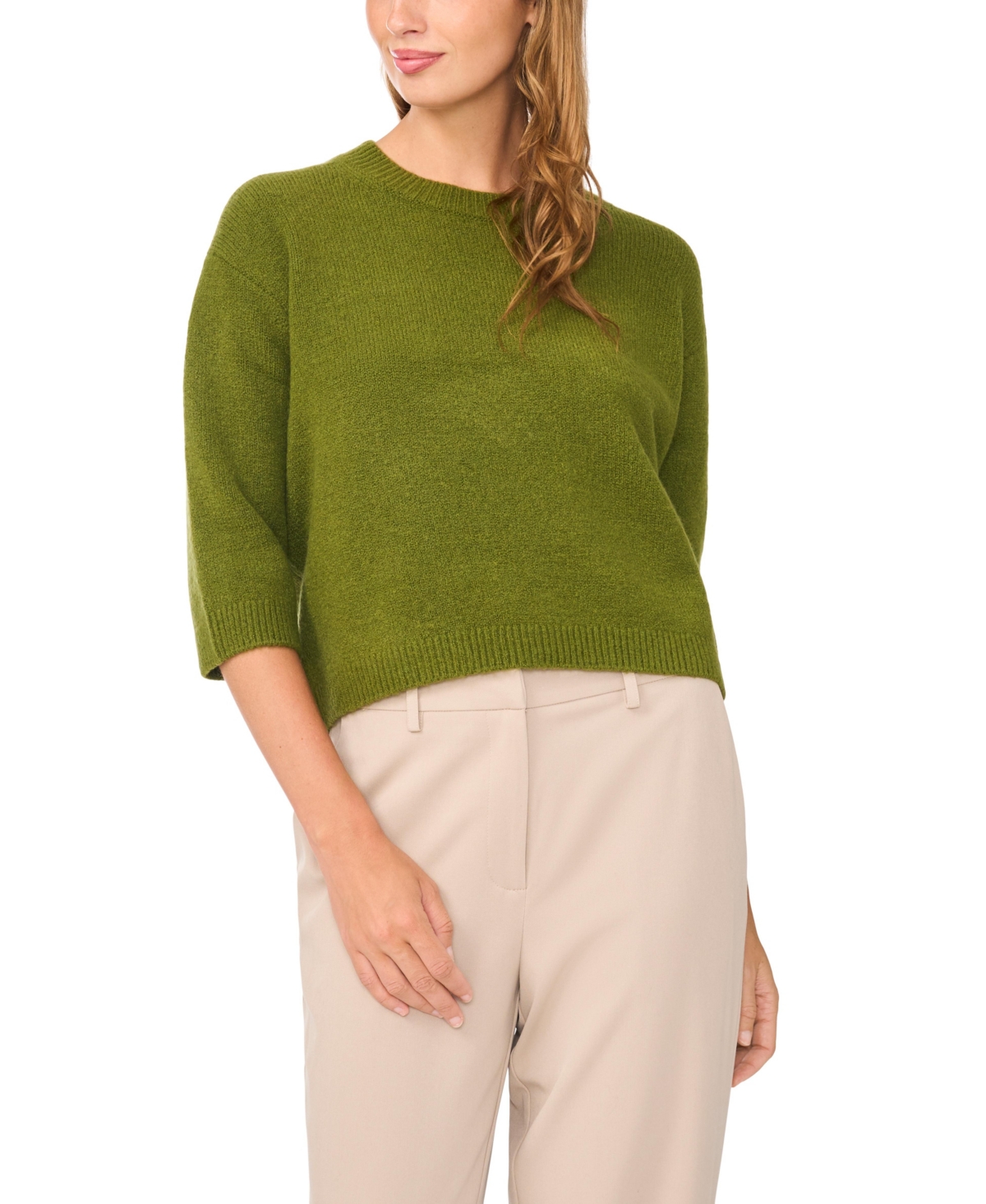 Click here for Vince Camuto Womens Elbow-Sleeve Crewneck Sweater... prices