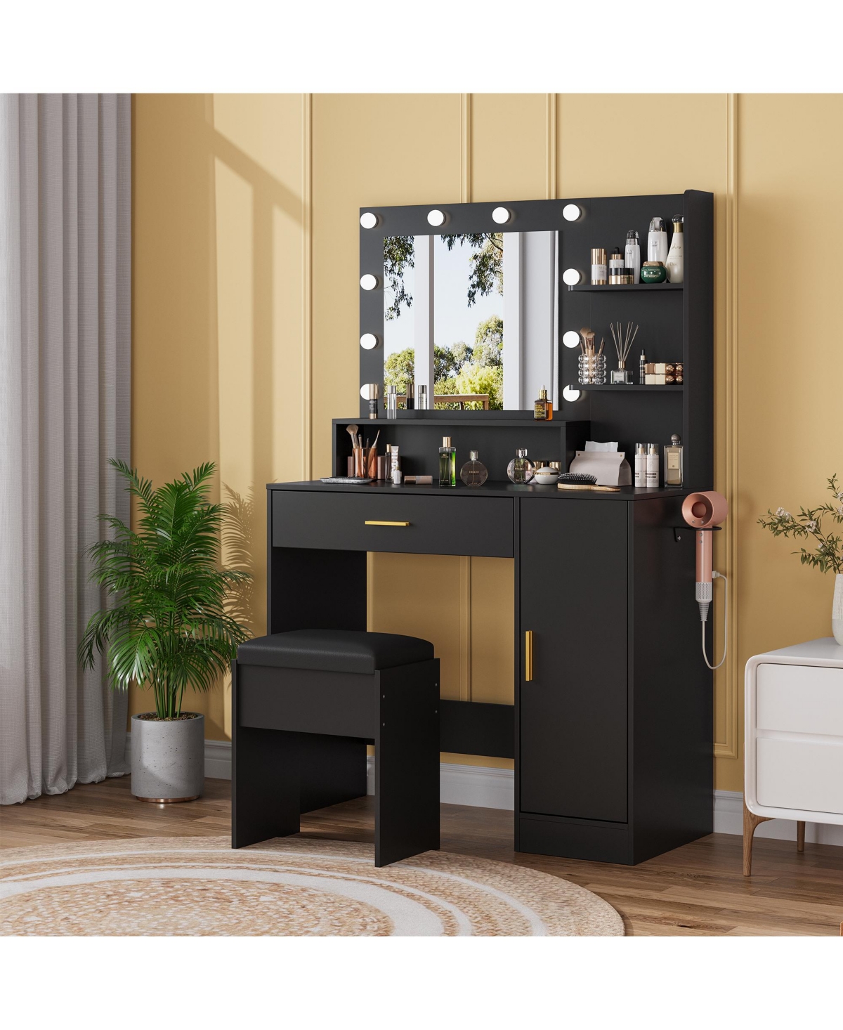 Click here for gaomon Vanity Desk with Hd Mirror and 10 Led Bulbs... prices