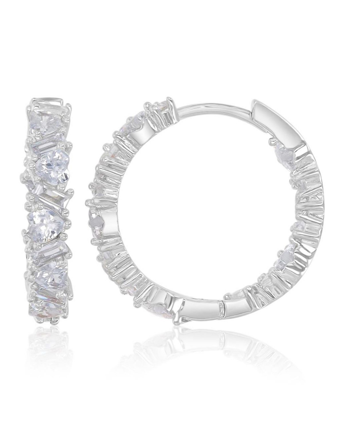Click here for Macys 14k Gold-Plated Long Bar Hoop Earrings - Sil... prices