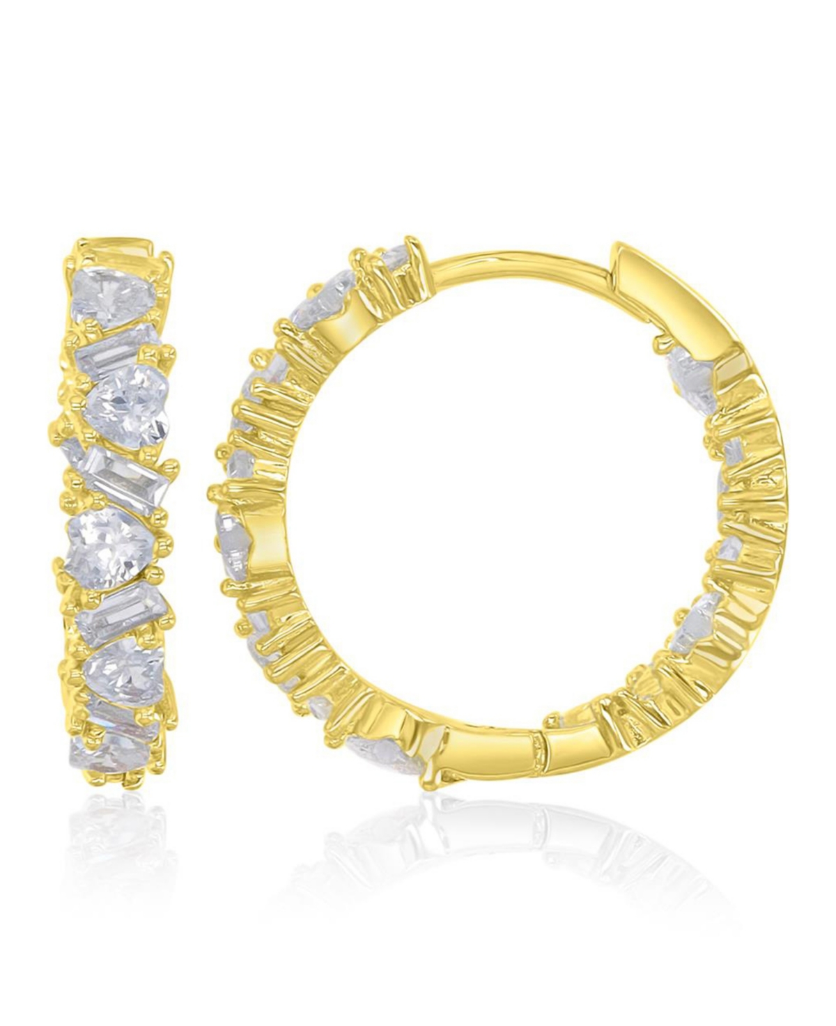 Click here for Macys 14k Gold-Plated Long Bar Hoop Earrings - Gol... prices