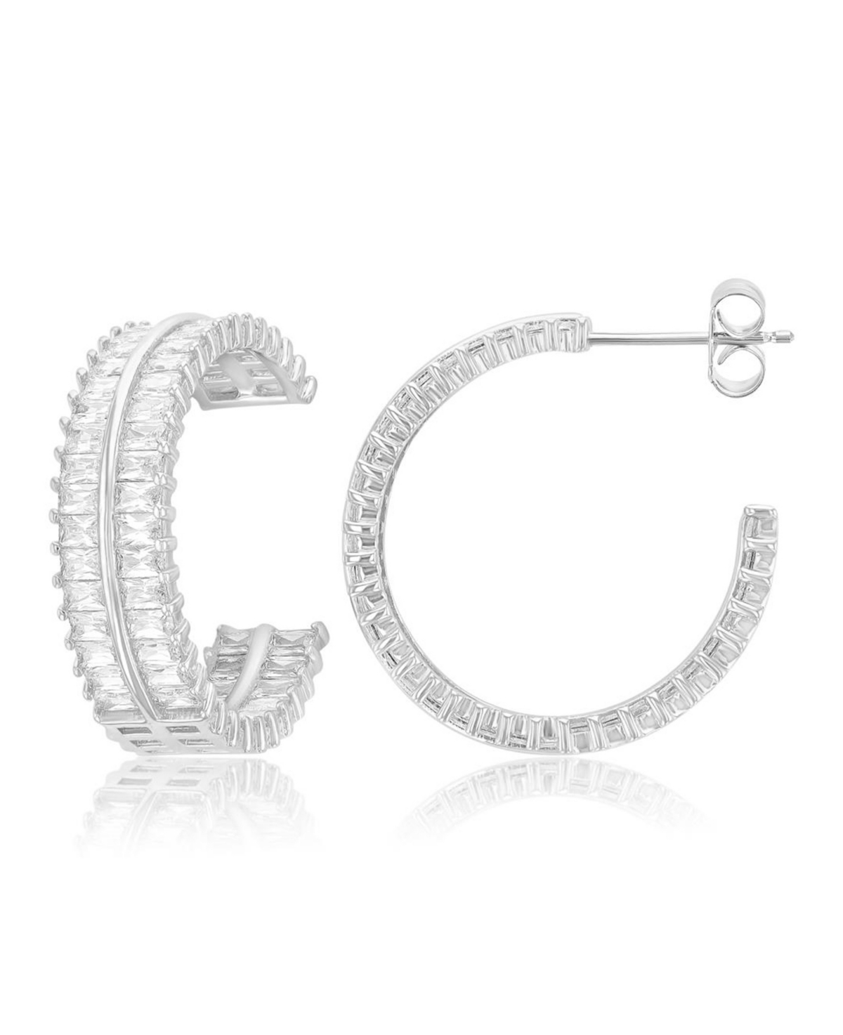 Click here for Macys Double Row Baguette Earrings - Silver prices
