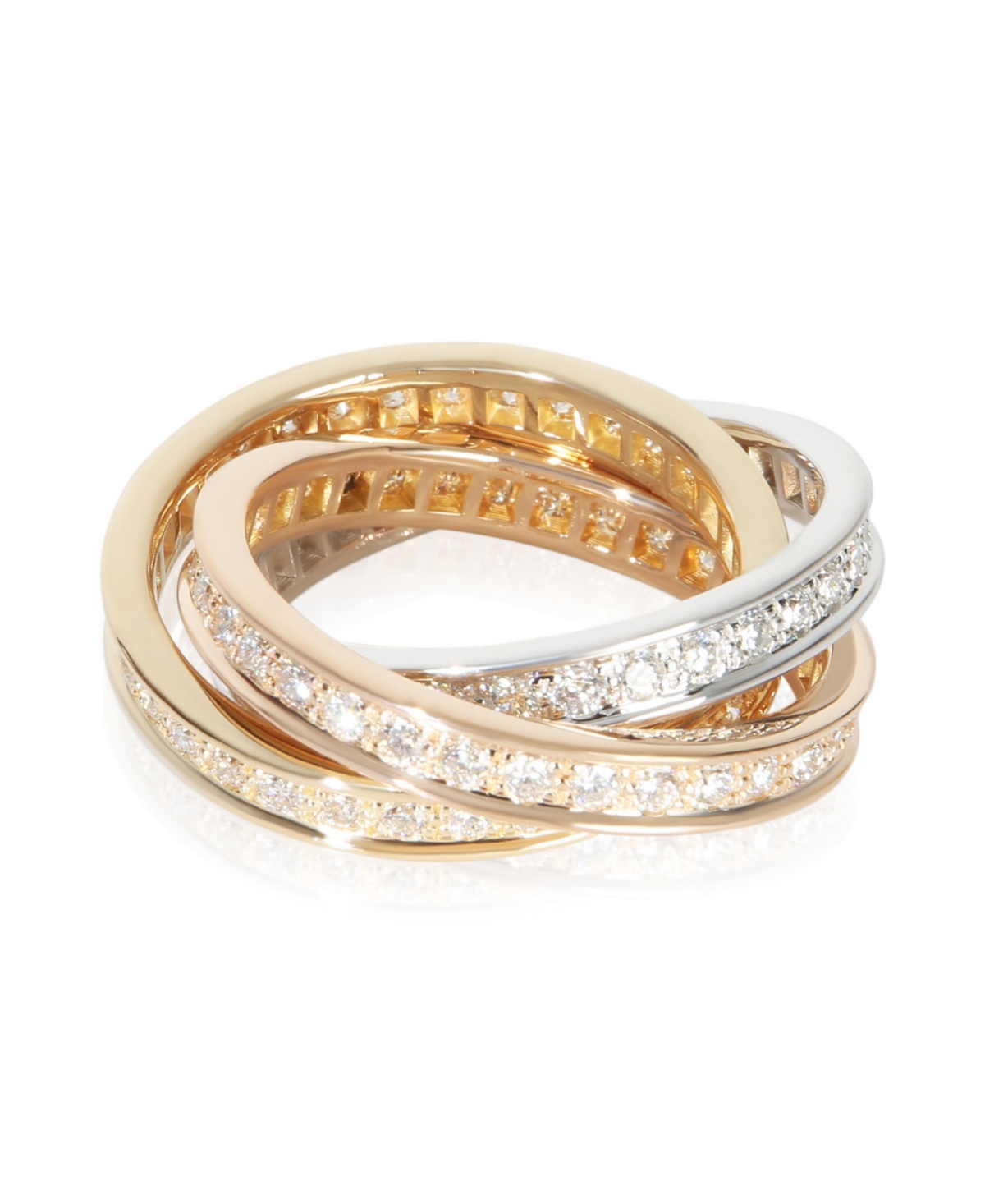Click here for Pre-Owned Cartier 3-Tone Gold Diamond Trinity Ring... prices