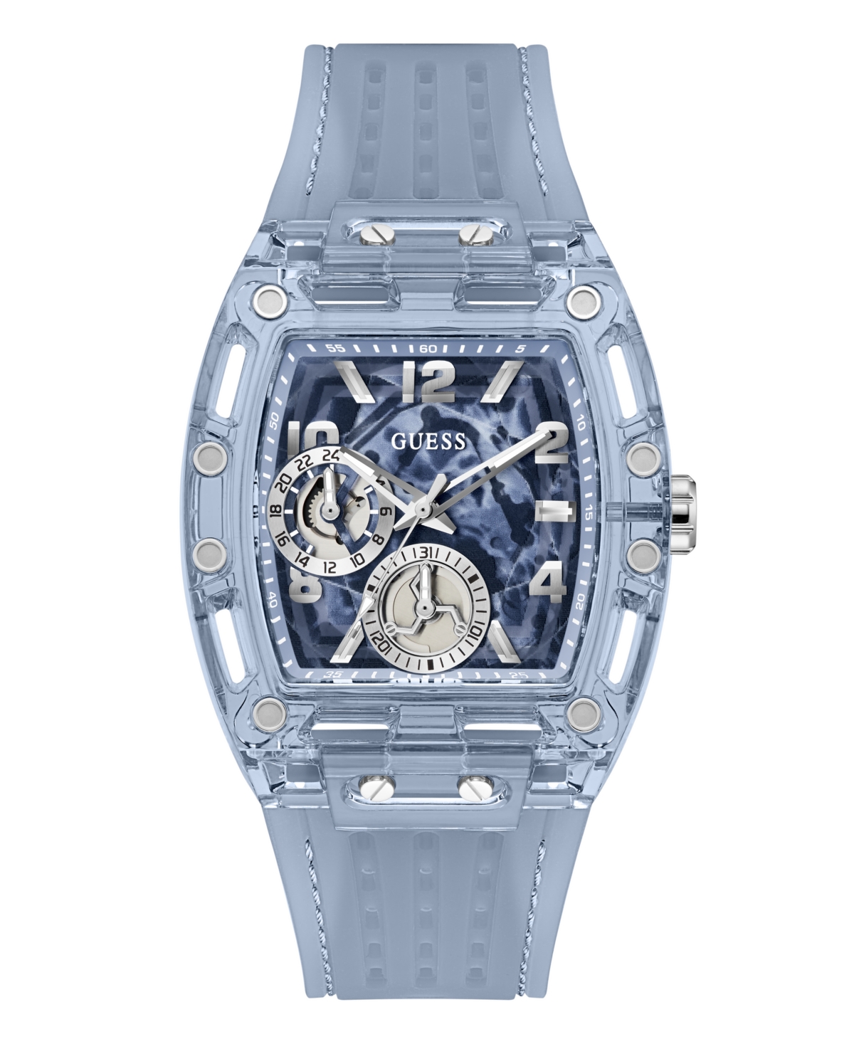 Click here for Guess Mens Quartz Blue Silicone Strap Watch 42 mm... prices