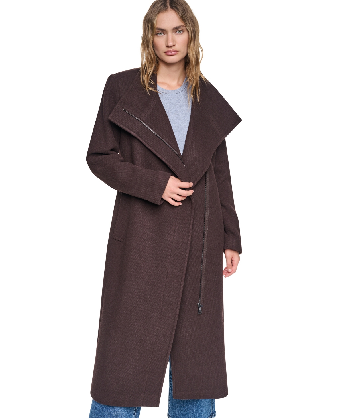 Click here for Dkny Womens Stand-Collar Belted Maxi Wrap Coat - B... prices