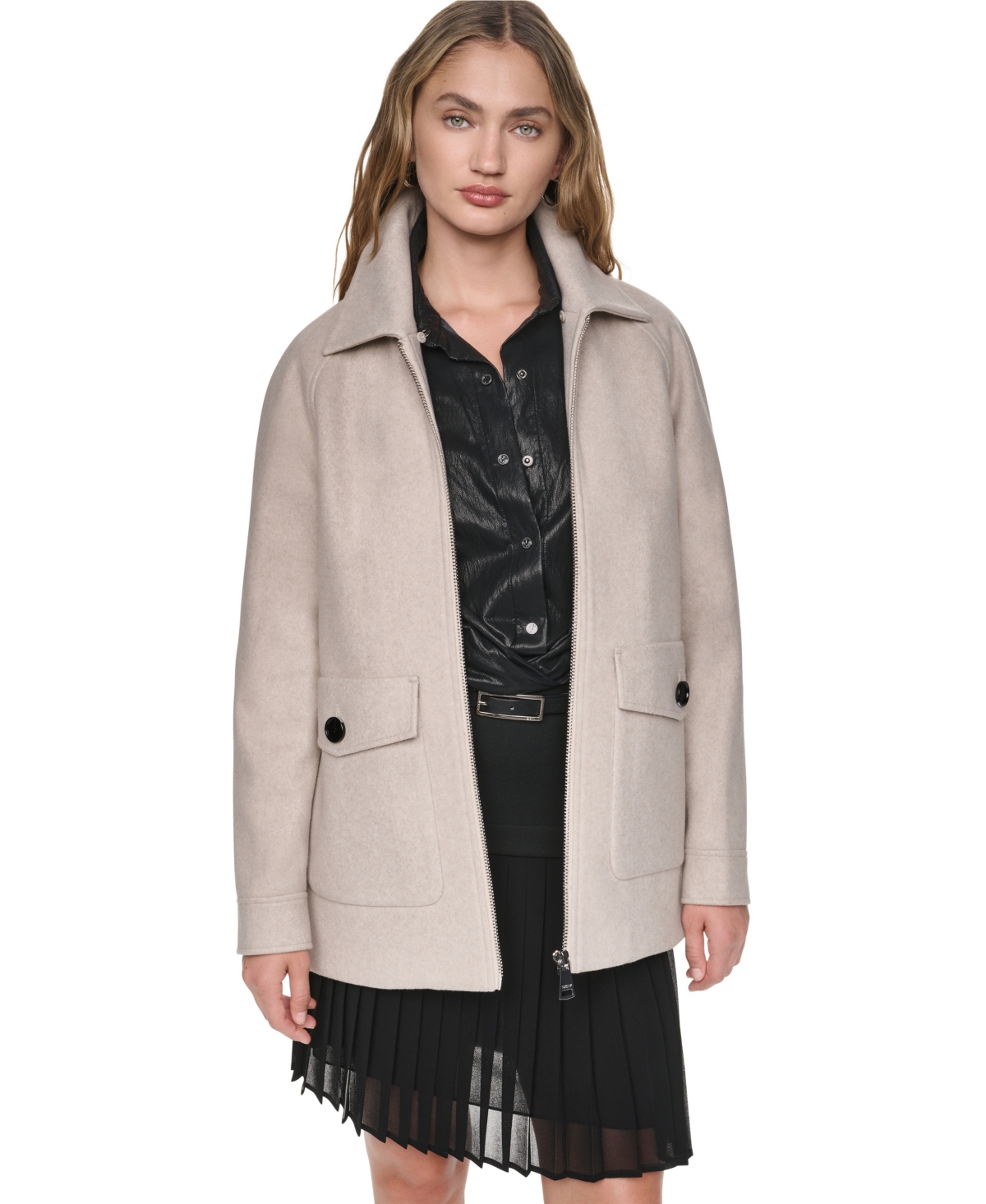 Click here for Dkny Womens Removable Sherpa Collar Short Coat - B... prices