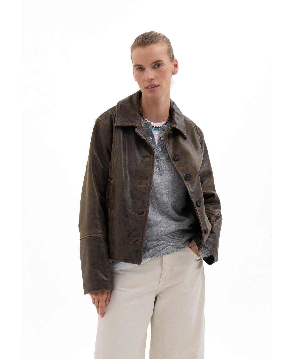 Click here for Hush Womens Ana Distressed Faux Leather Jacket - W... prices