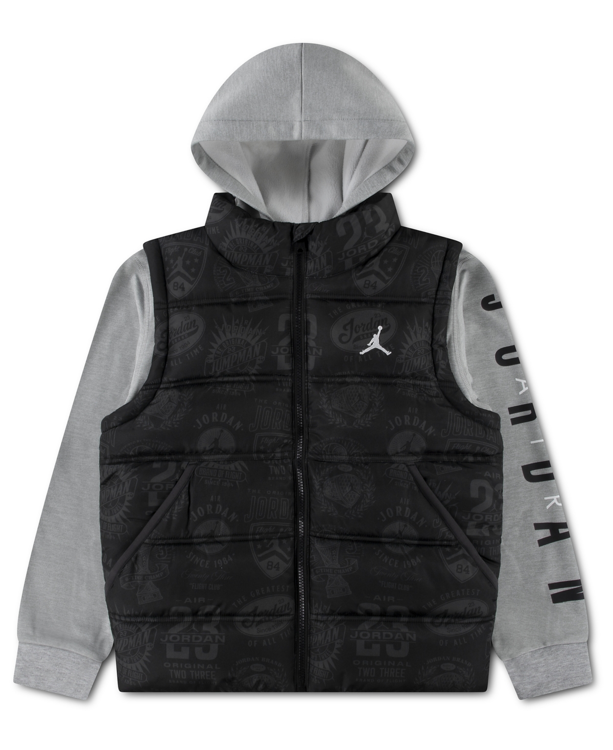 Click here for Jordan Boys 8-20 Layered-Look Hooded Jacket - Blac... prices
