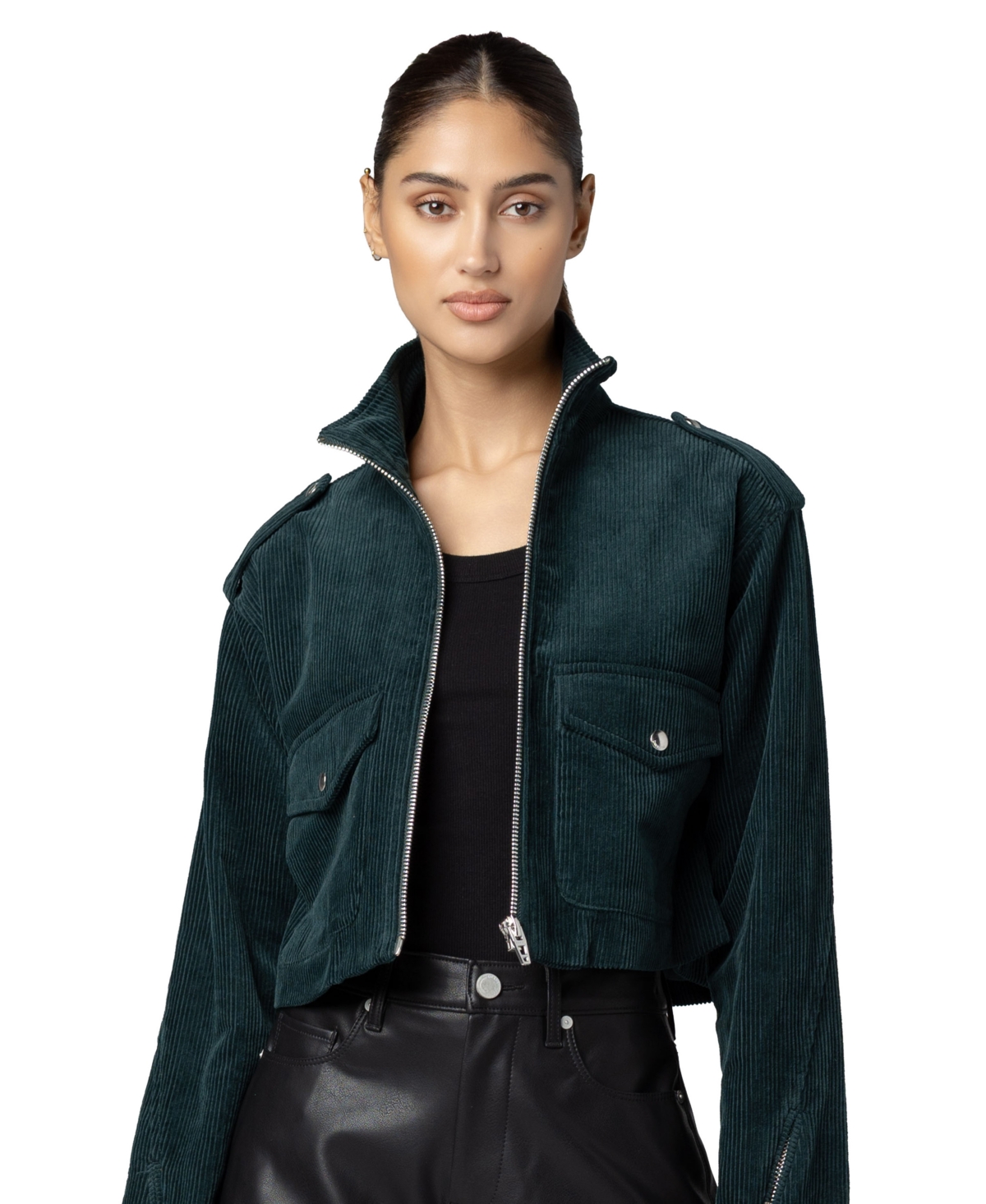 Click here for Blank Nyc Womens Mock Neck Corduroy Jacket - Socia... prices