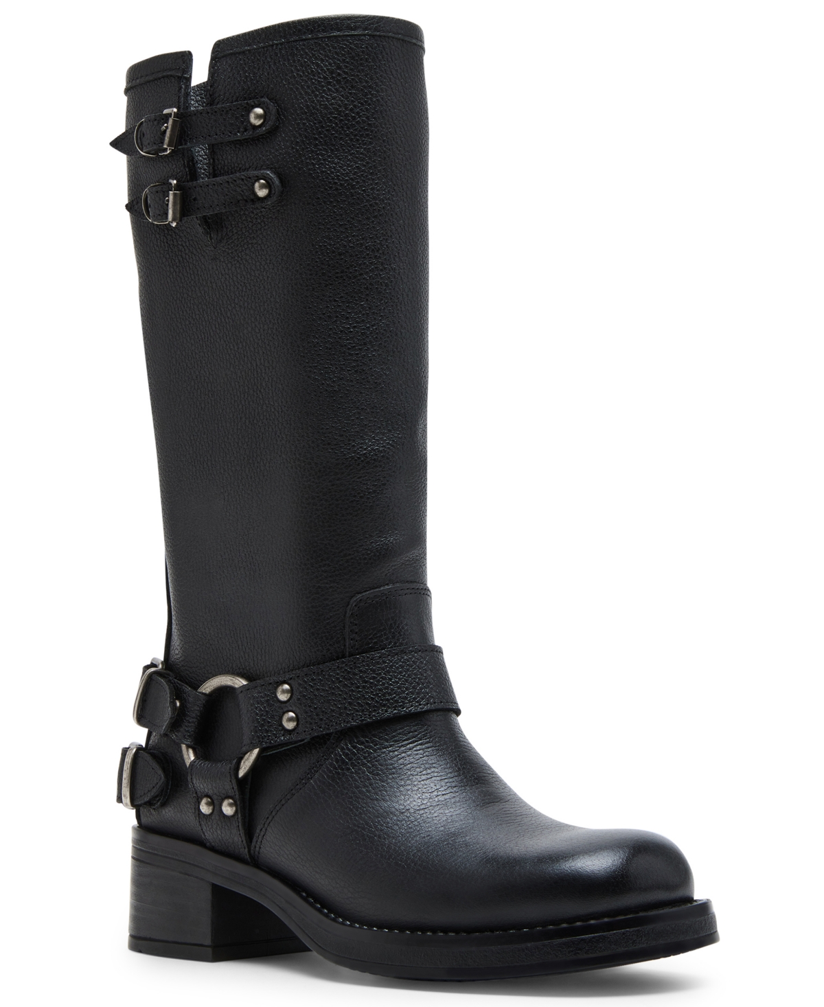 Click here for Steve Madden Womens Astor Buckled Moto Boots - Bla... prices