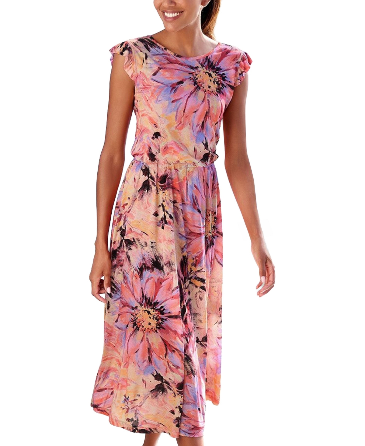Click here for Lascana Womens A-Line Flutter Sleeve Romantic Dres... prices